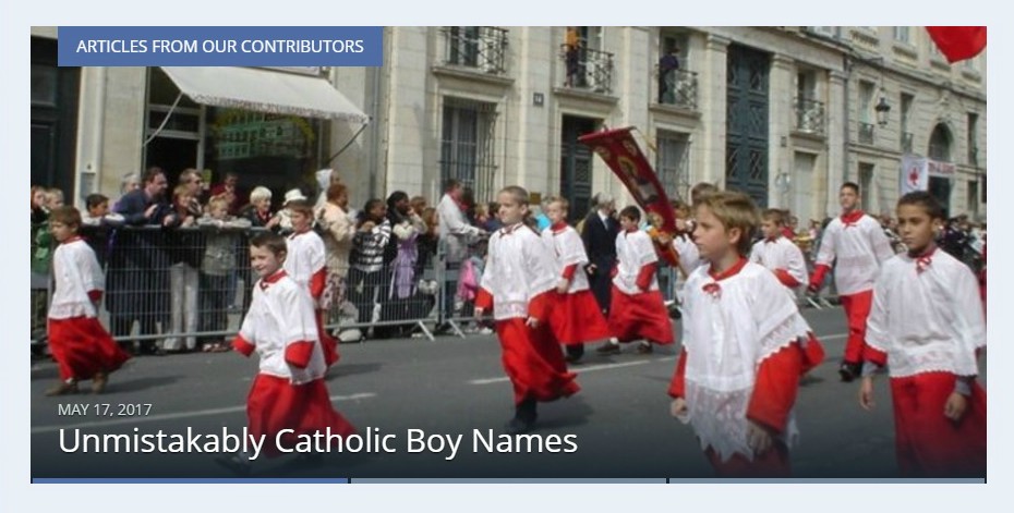 New CatholicMom article: Unmistakably Catholic Boy Names! | Sancta Nomina