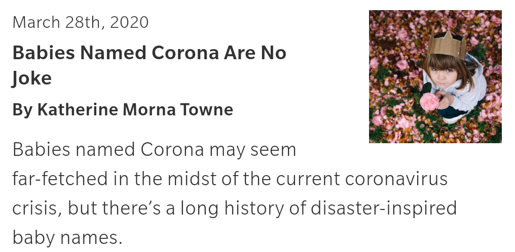 Naming in the time of coronavirus | Sancta Nomina
